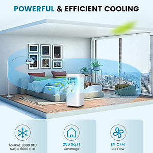 PETSITE 8000 BTU Portable Air Conditioner, 3 in 1 AC Cooling Unit with Remote Control, Dehumidifier, Sleep Mode, Window Kit, Personal AC Unit for Bedroom