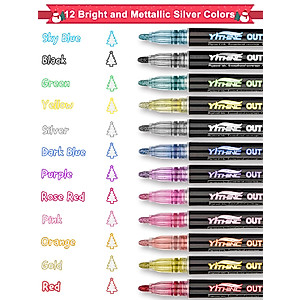 Shimmer Markers Metallic Outline Pens, 12 Glitter Markers for Tween Girls Christmas Gifts Birthday Stuff 4-18, Stocking Stuffers for Kids, Teen Girl Gifts Trendy Stuff, Cool Art Craft Supplies Kit