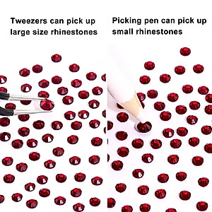 MEIBITE 6796PCS Red Hotfix Rhinestones Crystal Stones Glass for Fabric Clothes Shirts Sparkly Flat Back Round with Tweezers and Picking Pen (SS6~SS30 Set)