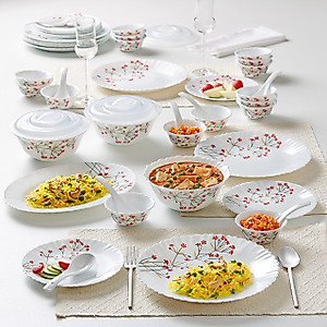Borosil Gourmet Dinnerware Set For 6, 19 Pieces, White Dinner Plates and Bowls Sets, Chip Resistant Tempered Opal Glass, Stain Resistant, Dishwasher & Microwave Safe Dinner Set For Gifting, Serves 6