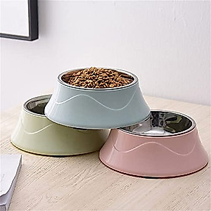 FUUIE Bowls for Food and Water Stainless Steel Pet Bowl Plastic Flower Dog Bowl Cat Food Double Water Bowl Feeder Puppy Pet Supplies (Color : Blue)