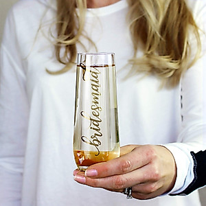 Lillian Rose Gold Bridesmaid Stemless Champagne Glass, 1 Count (Pack of 1), Clear