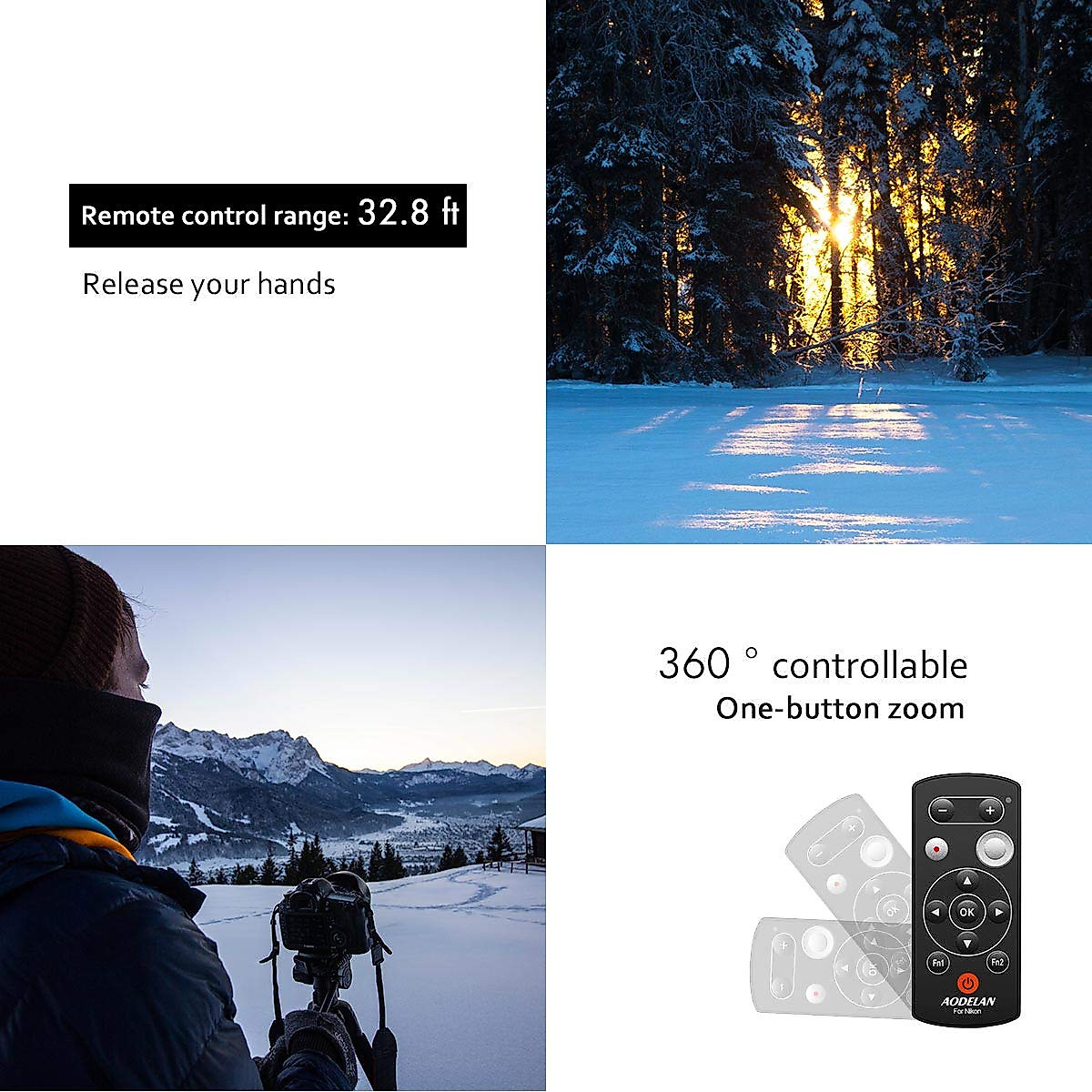 Camera Remote Wireless Shutter Release for Nikon COOLPIX B600, A1000, P1000, Z50, Replace Nikon ML-L7