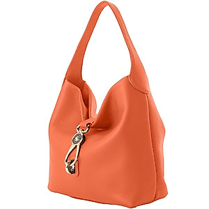 Dooney & Bourke Handbag, Pebble Grain Small Logo Lock Sac Shoulder Bag - Coral
