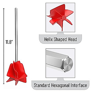 Bates- Helix Paint Mixer, 11.8 Inch, 1 Gallon Paint Mixer for Drill, Resin Mixer, Epoxy Mixer, Paint Stirrer for Drill, Drill Mixer Attachment, Epoxy Resin Mixer, Drill Paint Mixer.