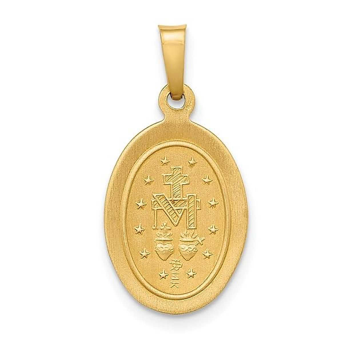 IceCarats 14K Yellow Gold Our Lady of Miraculous Medal Blessed Virgin Mary Necklace Charm Pendant 23mm x 12mm Only