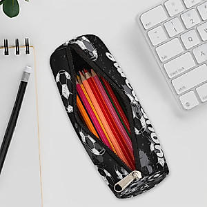 OMFUNS Sport Football Custom Pencil Case Soccer Ball Personalized Pencil Pouch for School Teen Girl Boy Kid Pencil Bag Pen Case Student Stationery Storage Cosmetic Makeup Bag Women