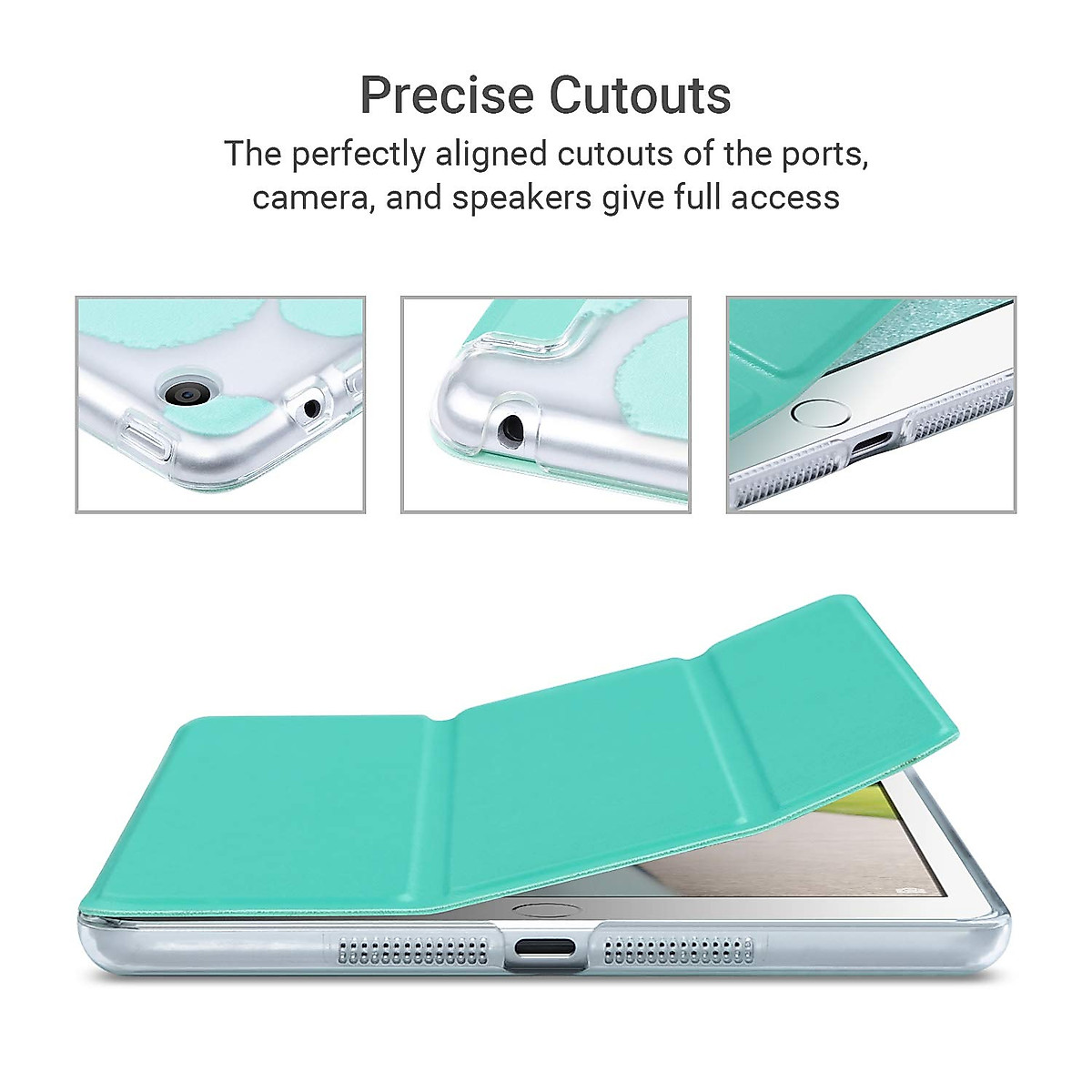 iPad Mini 3 Case,iPad Mini 2 Case,iPad Mini Case,ULAK Slim Bumper Smart Case Stand for Apple iPad Mini 1/2/3 Colorful Clear Back Cover Lightweight with Auto Sleep/Wake Function, Mint Green