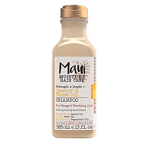 Maui Moisture Strength & Length + Castor & Neem Oil Shampoo, Curly Hair Product for Dry, Damaged Hair, 13 Fl Oz