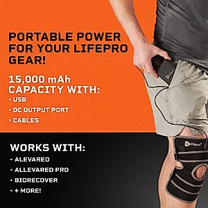 LifePro Portable Powerbank for AllevaRed, AllevaRed Pro, & BioRecover - Long-Lasting 15,000 mAh Compact Battery Pack with USB 3.0 & Special 12V DC Output Port for Use with Your Wellness Gear!