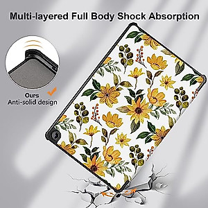 TWOLSKOO Case for Amazon Fire Max 11 Tablet (13th Generation, 2023 Release), [Sleep/Wake Support] Trifold & Shockproof Hard Back Shell Stand Cover - Sunflowers FMX490