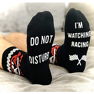 Funny Novelty Full Length Sports Fan Lounge Socks - Great Gift For Sports Fans (Racing)