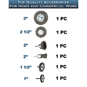 eHomeA2Z Wire Wheel Steel Brush Cup 6 Pcs for Drill 1/4 Inch Arbor (6 Pcs) Abrasive for Cleaning Stripping Rotary Metal Power Drill Paint Rust Removal, for Power Drill Attachment