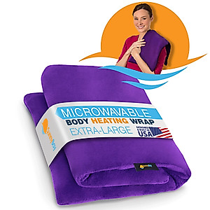 SunnyBay Extra Large Microwave Heating Pad, Microwavable Heavy Weighted Full Body Moist Cold Pack and Washable Fleece Cover, 10x24 Inches, FSA HSA Eligible, 4 lbs, Purple