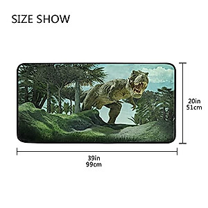 Jurassic Dinosaur Jungle Area Rug Non-Slip Washable Soft Floor Mat Carpet for Kitchen Bedroom Living Room Bathroom Home Decor,39x20 Inch