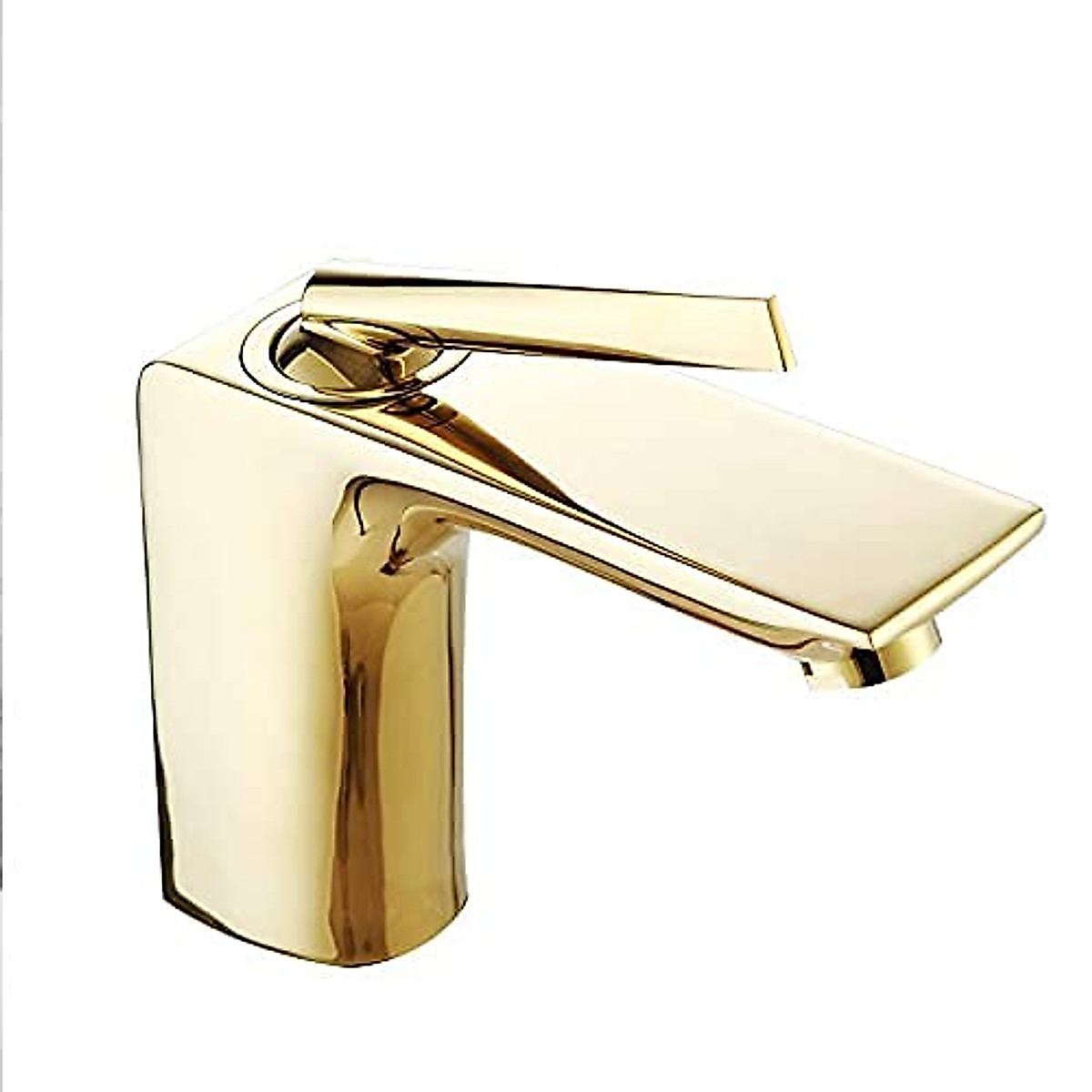 Faucet, Kitchen Sink Mixer Tap, Faucets Basin Faucets Modern White Chrome Brass Bathroom Sink Faucet Single Handle Hole Toilet Bath Mixer Water Tap Crane/White and Gold (Color : Gold)