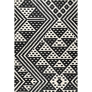nuLOOM Chiara Machine Washable Modern Geometric Area Rug, 4' x 6', Black