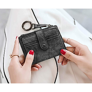 AOXONEL Card Wallet Leather Rfid Credit Card Holder for Women Compact Small Womens Wallet Ladies Slim Mini Coin Purse (Grey)