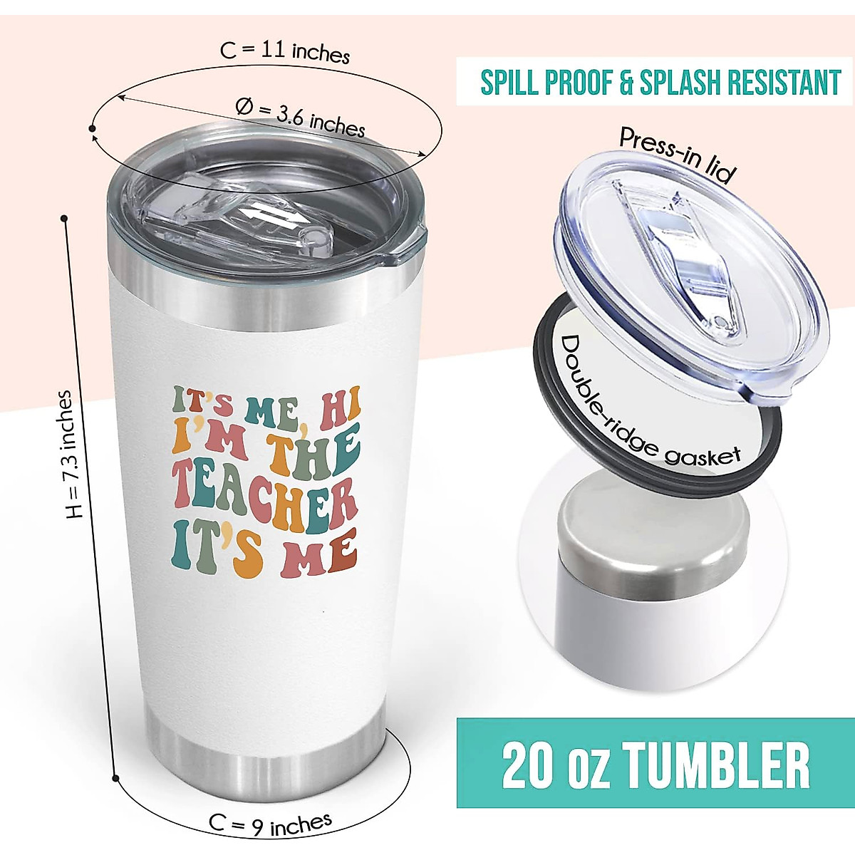Hi It's Me I'm The Teacher Tumbler 20 Oz - First Grade Teacher Back To School Gift for Signer Merch Fans - Appreciation and Stress Relief Gift for Easter, Valentine, Christmas