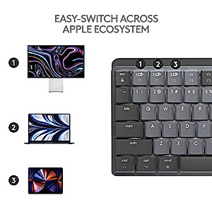 Logitech MX Mechanical Mini for Mac Wireless Illuminated Keyboard, Low-Profile Performance Switches, Tactile Quiet Keys, Backlit, Bluetooth, USB-C, Apple, iPad - Space Grey