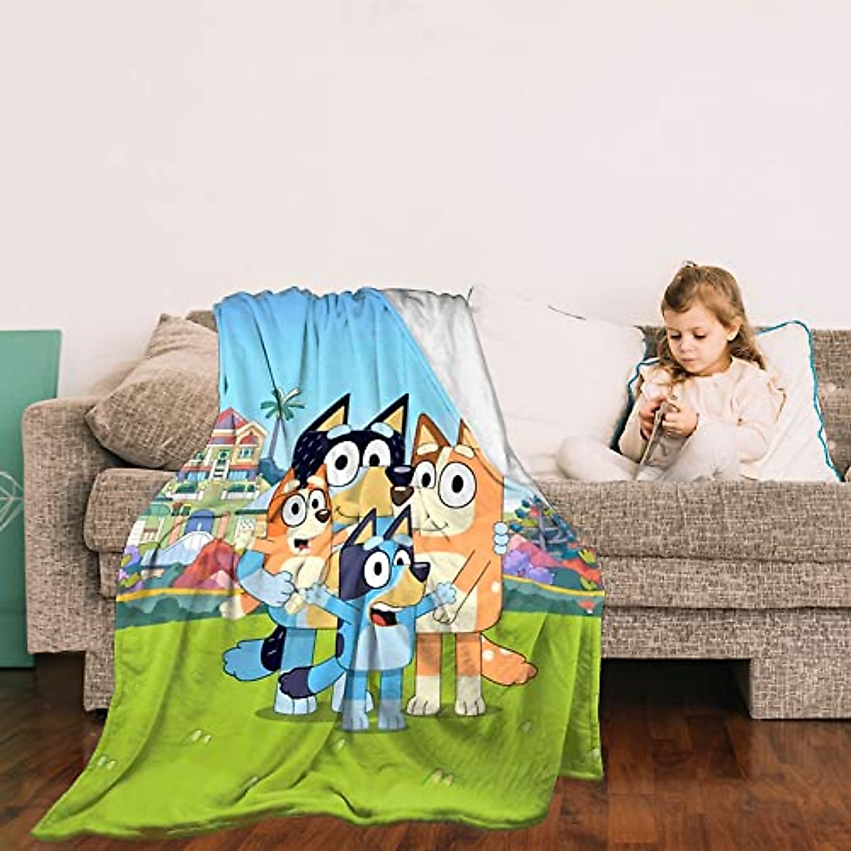 ORGANISET | 50"x 40" | Blanket for kids, Toddler Blankets for Boys and Girls, Kids Blankets Cartoon, Bluey Toddler Bedding, Bluey blanket, Boy Blankets, Throw Blanket Flannel for Bed Couch living Room