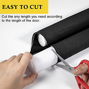 fowong Door Draft Stopper 30" to 36" Soundproofing Under Door Draft Blocker, Adjustable Noise Stopper Seal Large Gap, Black