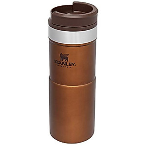 Stanley NeverLeak Travel Mug .35L / 12OZ Maple – Leakproof - Tumbler for Coffee, Tea & Water - BPA FREE - Stainless-Steel Thermo Cup - Rotating lid covers drink when closed - Dishwasher Safe