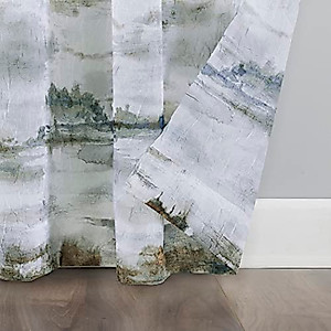 No. 918 Picasso Crushed Sheer Voile Rod Pocket Curtain Panel, 51" x 63", Grey