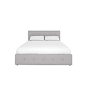 DHP Rose Upholstered Platform Bed with Underbed Storage Drawers and Button Tufted Headboard and Footboard, No Box Spring Needed, Queen, Gray Linen