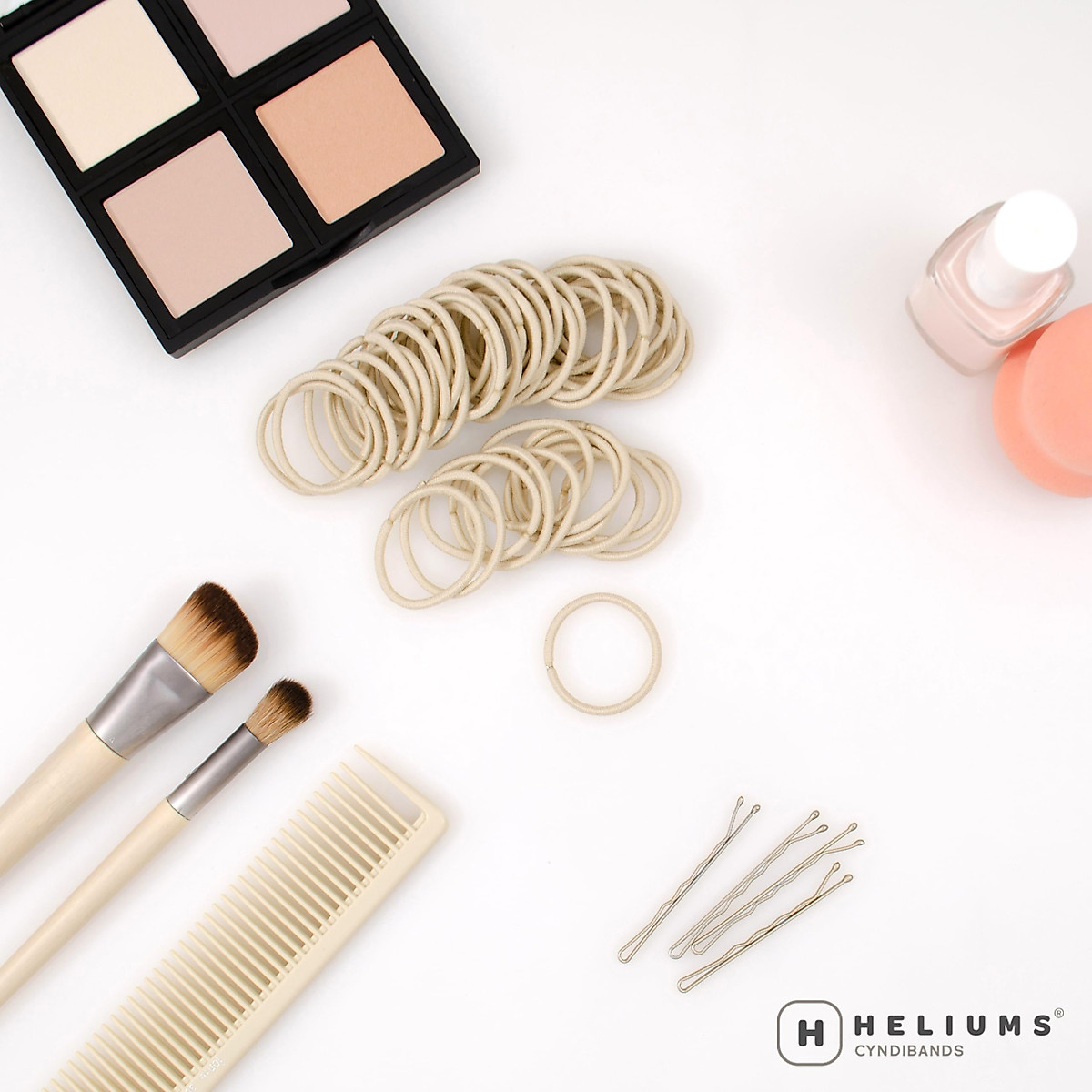 Heliums Small Hair Ties - Light Blonde - 1 Inch Hair Bands, 2mm Hair Elastics For Thin Hair and Kids - No Damage Ponytail Holders in Neutral Colors - 48 Count