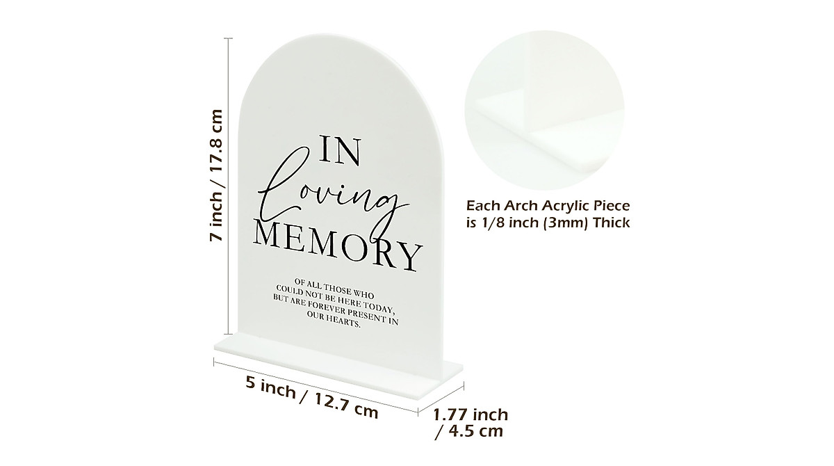 In Loving Memory Sign for Weddings - Durable 5x7 Acrylic Sign
