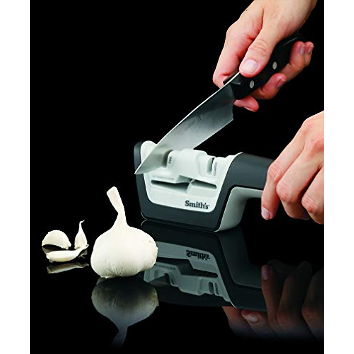 Kitchen IQ Diamond Pro Pull-Thru Knife and Scissor Sharpener,White/Black
