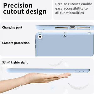 Aoub Case for iPad 6th Generation 2018/iPad 5th Generation 2017 9.7 inch, with Pencil Holder, Auto Sleep/Wake, Soft TPU Back Slim Lightweight Trifold Stand Smart Cover for iPad 9.7 6/5 Case- Sky Blue