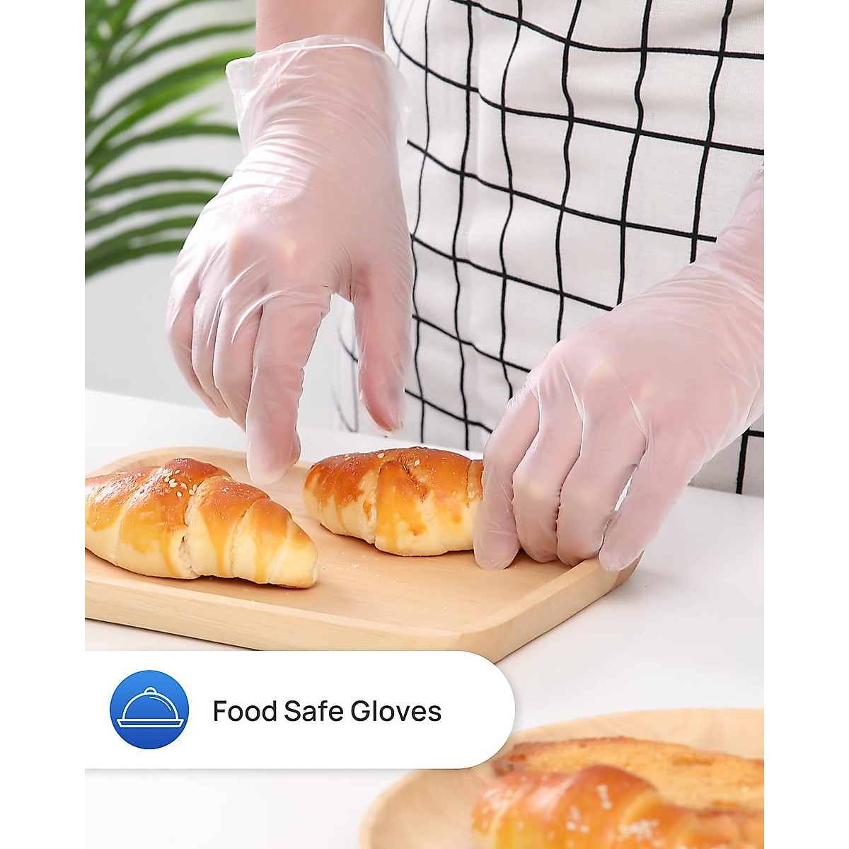 JMU Clear Vinyl Exam Gloves Small 100 Count, Latex Free Powder Free, 4 mil Thick Disposable Vinyl Gloves, Food Safe Gloves