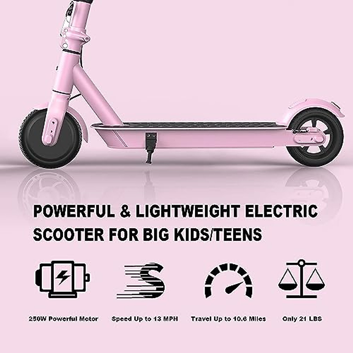 Hiboy S2 Lite Electric Scooter - 6.5" Solid Tires - Up to 10.6 Miles Long-Range & 13 MPH Portable Folding Commuting Scooter for Teens/Adults (Sakura Pink)