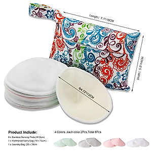 PINOWU Women’s Nursing Pads - 8 Washable Pads + Wet Bag + Wash Bag, Breastfeeding Nipple Pads for Maternity - Reusable Nipplecovers for Breast Feeding (Pastel Touch, Large 4.7")