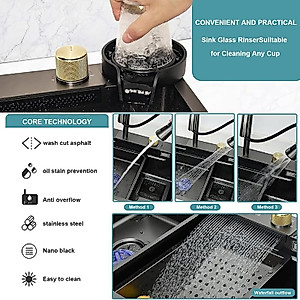 Waterfall Kitchen Sink, Single Bowl Stainless Steel Kitchen Sink,Drop-in Kitchen Sink 29.52