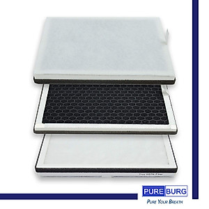 PUREBURG PureZone True HEPA Replacement Filters Compatible with Pure Enrichment PureZone Air Purifier (PEAIRPLG), Filter Part PEAIRFIL,H13 4-Stage Filtration,2-Pack