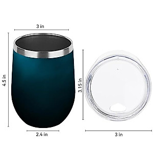 silichee 20 Oz Stainless Steel Wine Tumbler with Lid Abstract Black Background Blue Corner Insulated Tumblers Vacuum Coffee Mugs for Hot and Cold Drinks,Coffee,Wine