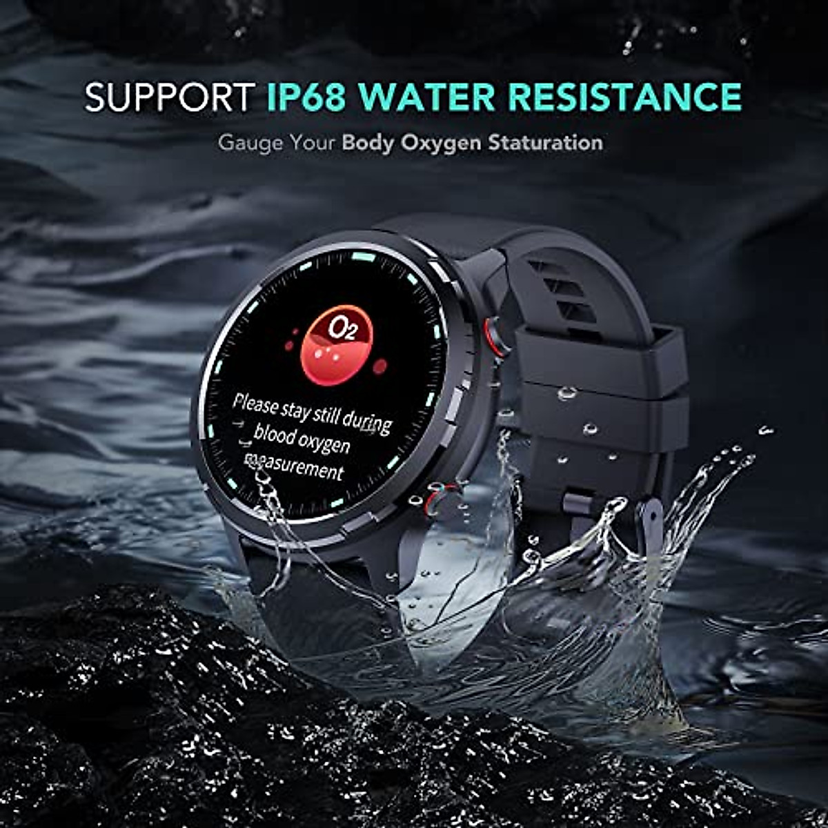 SKG V9C Smart Watch for Men Women, Smartwatch with GPS for Android & iPhone, Fitness Tracker with Heart Rate, SpO2, Sleep Monitor, IP68 Waterproof, Multi-Sports, Dials, Outdoor Compass, Ideal Gift