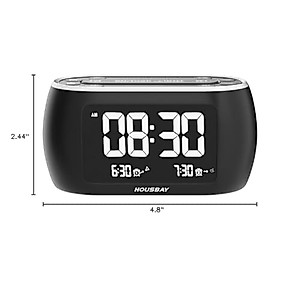 HOUSBAY Glow Small Alarm Clock Radio for Bedrooms with 7 Color Night Light, Dual Alarm, Dimmer, USB Charger, Battery Backup, Nap Timer, FM Radio with Auto-Off Timer for Bedside