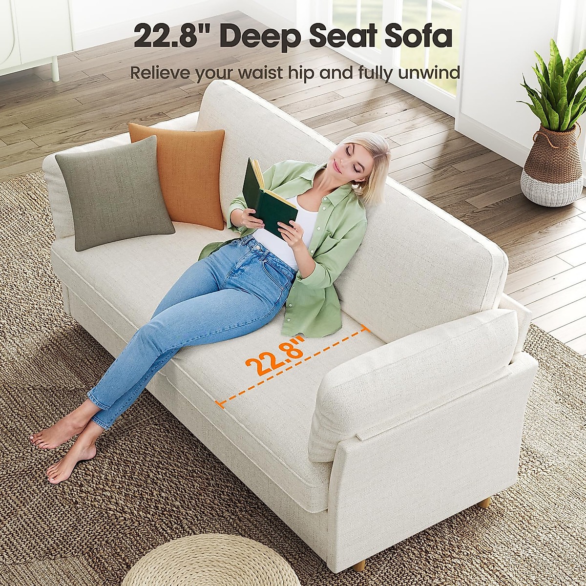 Vesgantti Loveseat Sofa, 70 inch Beige Couch, Modern Comfy Sofa with Deep Seat Soft Cushions, Small Sofa Couches for Living Room, Apartment, Office, Small Spaces, Tool-Free Assembly (70 Inch, Beige)