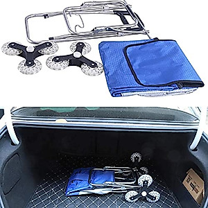 Shopping Trolley on Wheels Multi Function Shopping Cart Fashion Folding Portable Luggage Small Trailer Labor-Saving Large Capacity Stainless Steel Rod Storage Hand Trucks,B ,