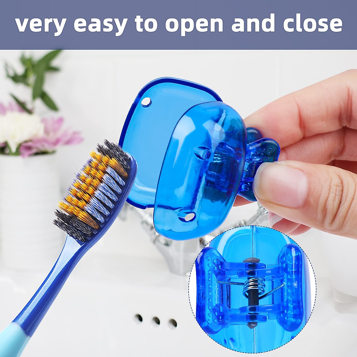 4 Pack Travel Toothbrush Head Covers Toothbrush Protector Cap Brush Pod Case Protective Portable Plastic Clip for Household Travel, Camping, Bathroom, School, Business