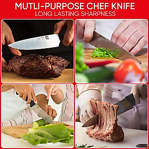 Light 'n' Mighty 8-Inch Chef Knife, Razor Sharp Kitchen Knife, Carbon Stainless Steel Knife, Perfect as Chopping Knife, Meat Knife or Slicing Knife | Very Sharp Knife, Cuts Everything With a Touch.