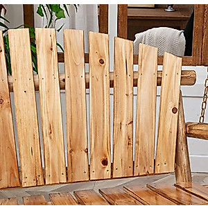Anraja 800lbs Rustic Hanging Log Porch Swing Wood with Chains Heavy Duty 4 Ft, Lightly Toasted