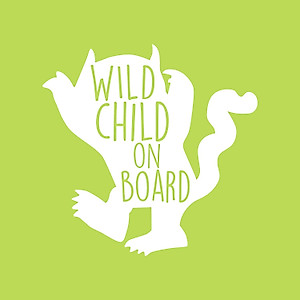 Vinyl Wall Art Decal - Wild Child On Board - 5" x 5" - Sarcastic Cute Funny Adult Joke Little Devil Shape Quote Sticker for Playroom Daycare Family Cars Minivan Rear Window Car Bumper Decor (White)