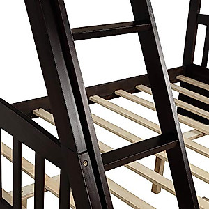 Harper & Bright Designs Twin Over Full Bunk Bed with Two Storage Drawers, Solid Wood Bunk Bed for Kids, Teens, Adults, Espresso