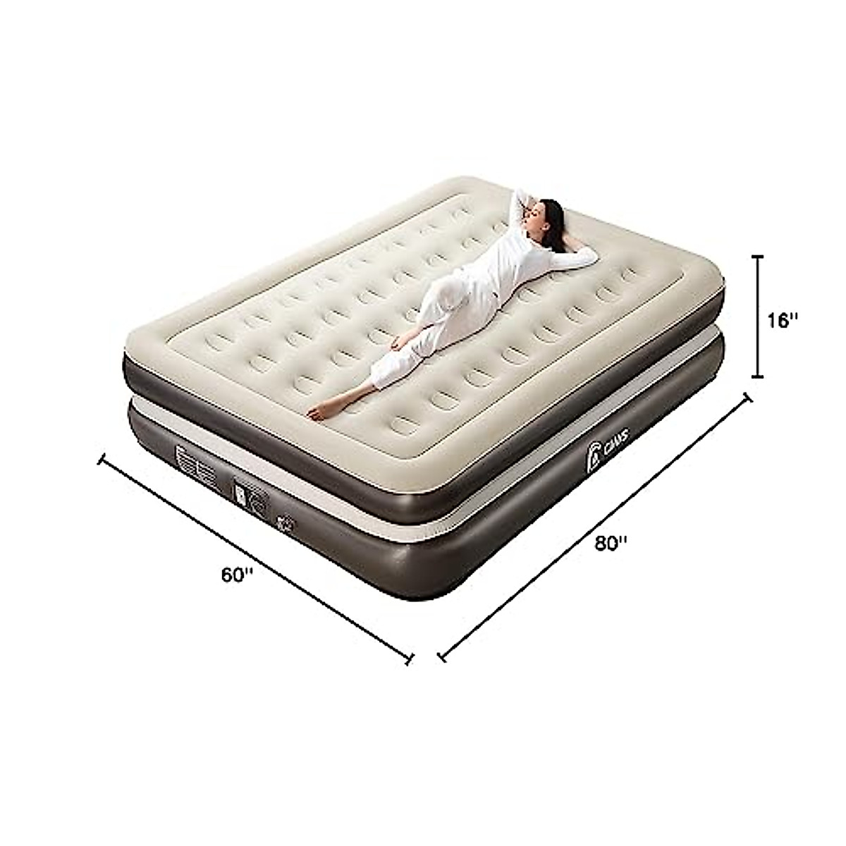 Ciays Air Mattress Queen with Built-in Pump, Double High Blow Up Mattress with Carrying Bag, Inflatable Air Bed for Guests, Family, Brown