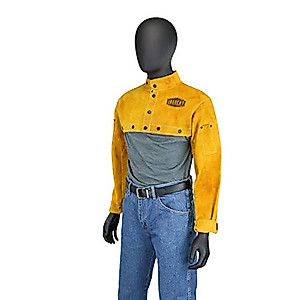 IRONCAT 7000 Cowhide Leather Welding Cape Sleeve - Golden Yellow, X-Large Size Cape Jacket with Heat Resistance. Welding Gears